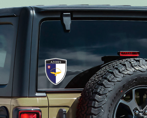 Azores flag Shield shape decal car bumper window sticker set of 2, SH0 ...