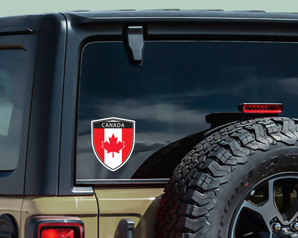 Canada flag Shield shape decal car bumper window sticker set of 2, SH0 ...