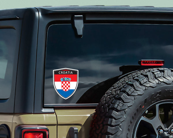 Croatia flag Shield shape decal car bumper window sticker set of 2, SH ...