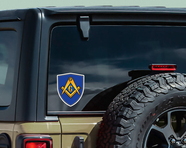 Mason Masonic freemasonry flag Shield shape decal car bumper window st ...