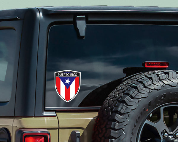 Copy of Puerto Rico flag Shield shape decal car bumper window sticker ...