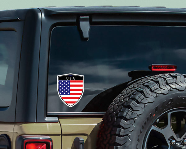 USA American Flag Shield shape decal car bumper window sticker set of ...