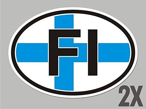 2 Finland FI Finish OVAL stickers flag decal bumper car bike emblem vi ...