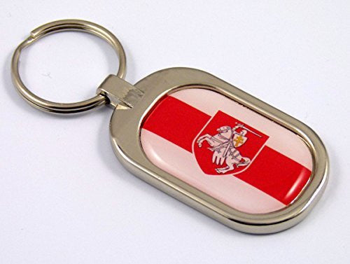 Belarus Flag Key Chain metal chrome plated keychain key fob keyfob Bel ...
