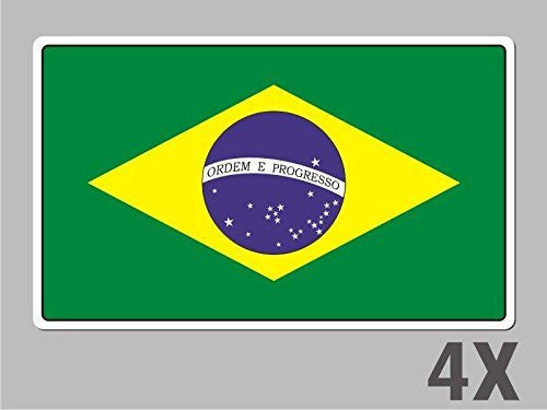 4 Brazilian Brazil stickers flag decal bumper car bike emblem vinyl FL ...