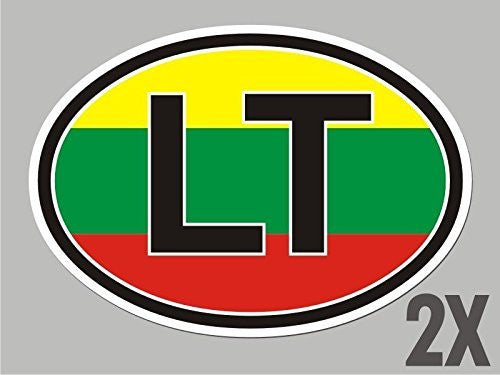 2 Lithuania LT OVAL stickers flag decal bumper car bike emblem CL039 ...