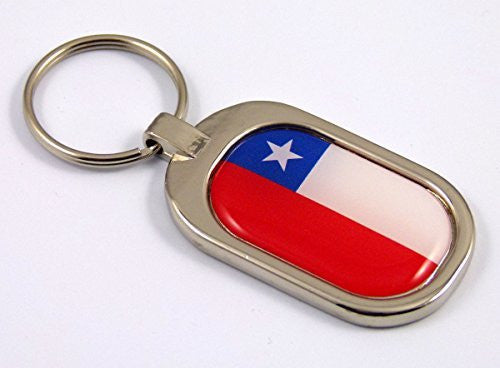 Chile Flag Key Chain metal chrome plated keychain key fob keyfob Chili ...