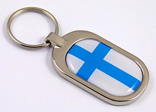 Finland Flag Key Chain metal chrome plated keychain key fob keyfob Fin ...