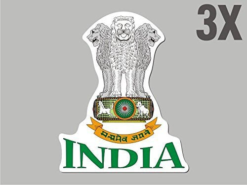 3 India shaped stickers flag crest decal bumper car bike emblem vinyl ...