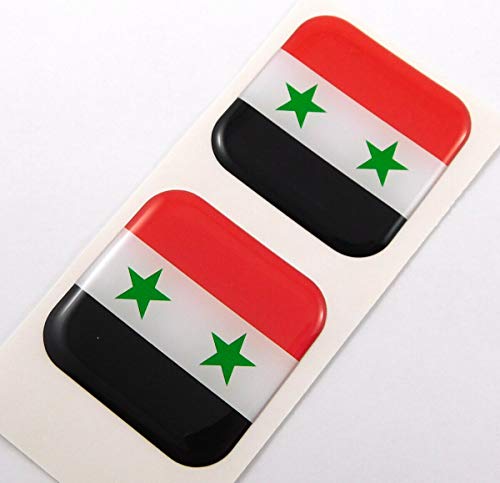 Syria Flag Square Domed Decal car Bike Gel Stickers 1.5" 2pc – Car ...