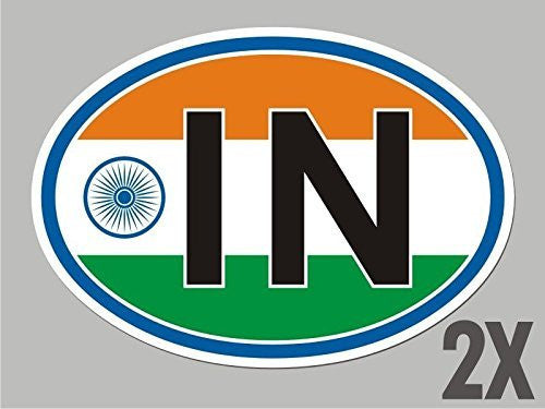 2 India IN OVAL stickers flag decal bumper car bike emblem vinyl stick ...