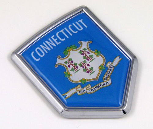 Connecticut CT USA State Flag Car Chrome Emblem Decal Sticker bike lap ...