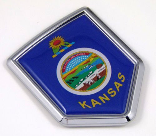 Kansas KS USA State Flag Car Chrome Emblem Decal Sticker bike laptop b ...