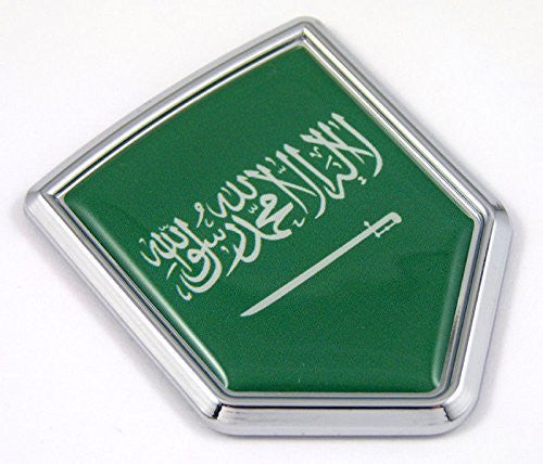 Saudi Arabia flag Chrome Emblem Car Decal Sticker Bike crest badge ...