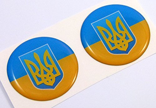 Ukraine Ukrainian flag Round domed decal 2 emblem Car bike stickers 1 ...