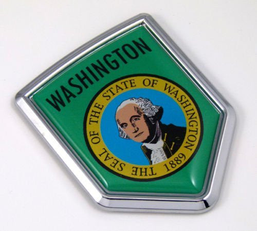 Washington WA USA State Flag Car Chrome Emblem Decal Sticker bike lapt ...