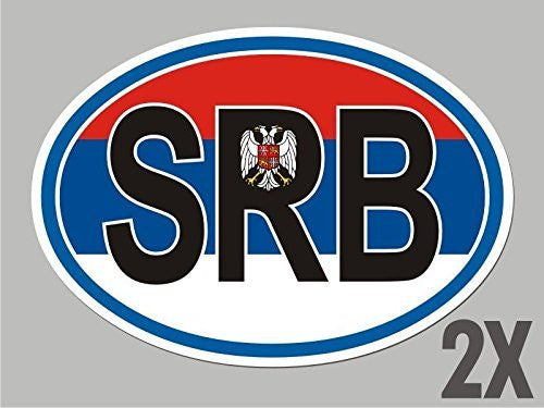2 Serbia SRB Serbian OVAL stickers flag decal bumper car bike emblem C ...