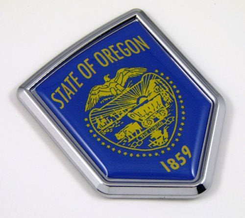Oregon OR USA State Flag Car Chrome Emblem Decal Sticker bike laptop b ...