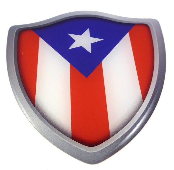 Puerto Rico Flag Shield Domed Decal 3D Look Emblem Resin car Sticker 2 ...