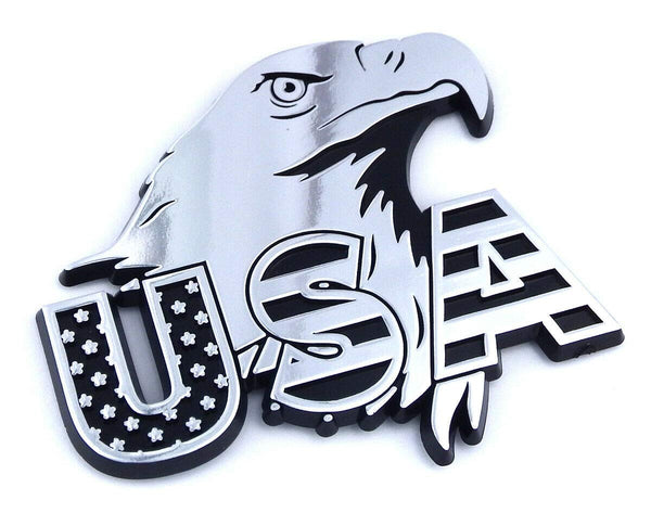 USA American Eagle Flag Black with Chrome Eagle Plastic car Emblem Dec ...