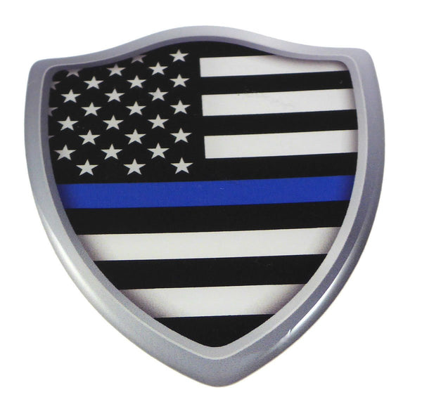 USA Police Thin Blue line Flag Shield Domed Decal 3D Look Emblem car 2 ...