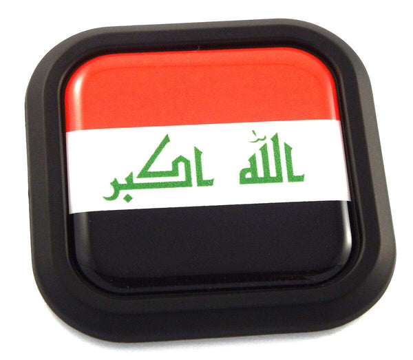 Iraq Lion Flag Square Black rim Emblem Car 3D Decal Badge Hood Bumper ...
