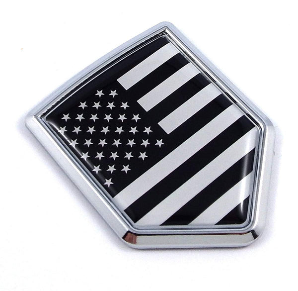 USA Black Monochrome American Flag Car Auto Chrome Emblem Decal Badge ...