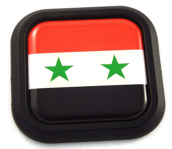 Syria Flag Square Black rim Emblem Car 3D Decal Badge Hood Bumper stic ...