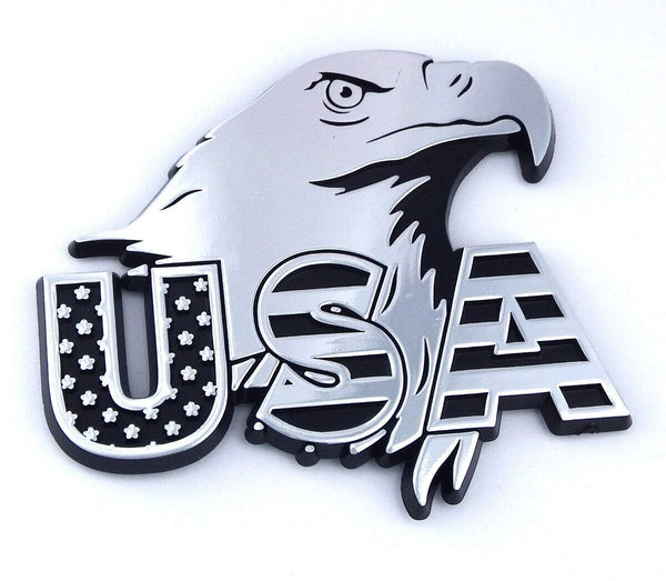USA American Eagle Flag Black with Chrome Eagle Plastic car Emblem Dec ...