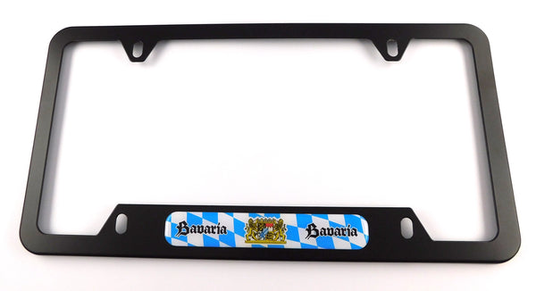 Bavaria Flag Metal Black Aluminium Car License Plate Frame Holder 4 ho ...