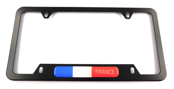 France Flag Metal Black Aluminium Car License Plate Frame Holder 4 hol ...
