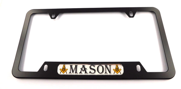 Mason Masonic Metal Black Aluminium Car License Plate Frame Holder 4 h ...