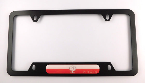 Poland Polish Flag Metal Black Aluminium Car License Plate Frame Holde ...