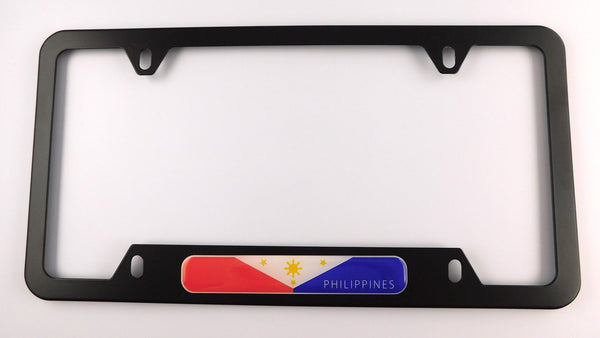Philippines Flag Metal Black Aluminium Car License Plate Frame Holder ...