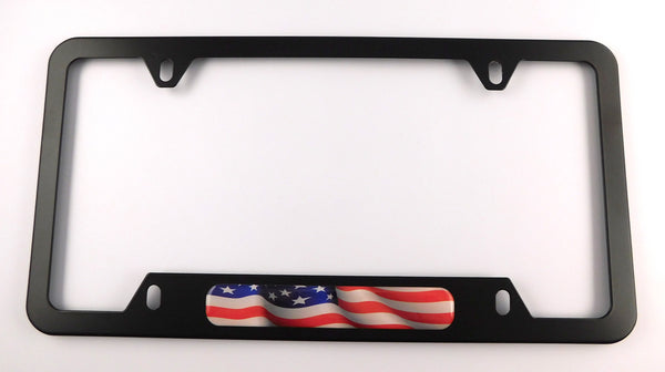 USA America American Flag Metal Black Aluminium Car License Plate Fram ...