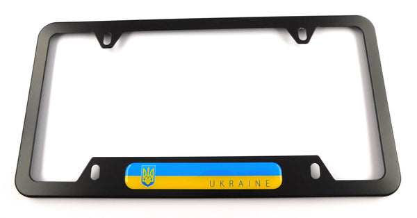 Ukraine Ukrainian Flag Metal Black Aluminium Car License Plate Frame H ...
