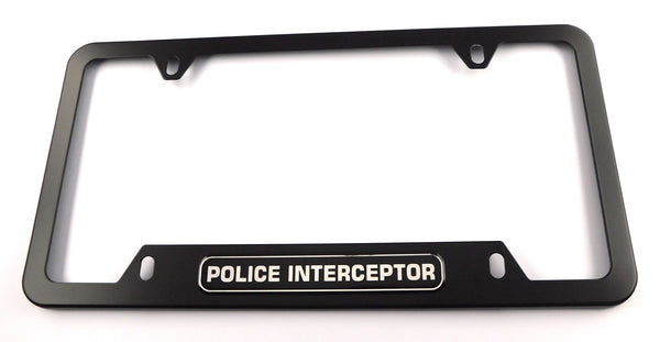 Police Interceptor Metal Black Aluminium Car License Plate Frame Holde ...