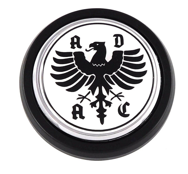 ADAC Car Truck Black Round Grill Badge 3.5" Black grille chrome emblem ...