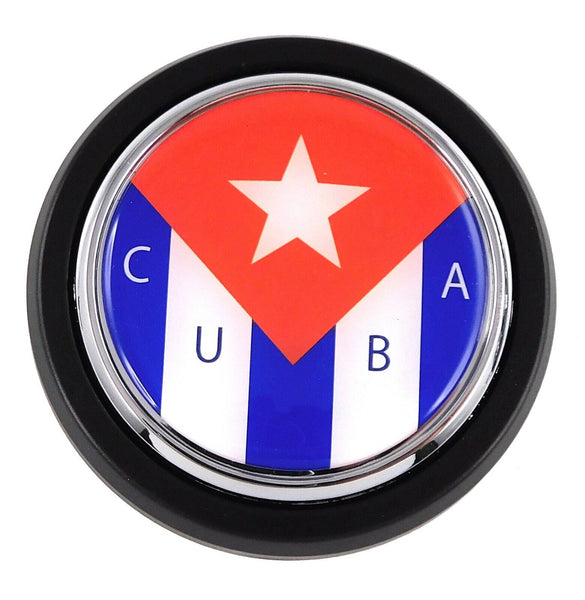 Cuba Cuban flag Car Truck Black Round Grill Badge 3.5" grille chrome e ...