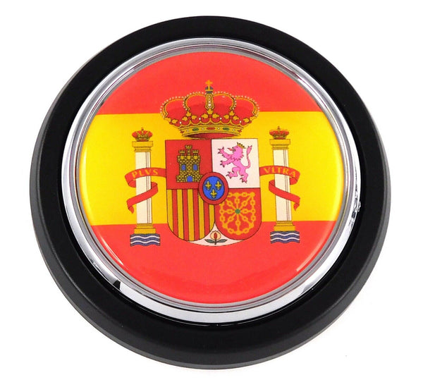 Spain Spanish flag Car Truck Black round Grill Badge 3.5" grille chrom ...