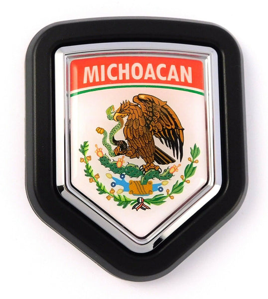 Michoacan Mexico flag car truck black Shield Grill Badge grille mount ...