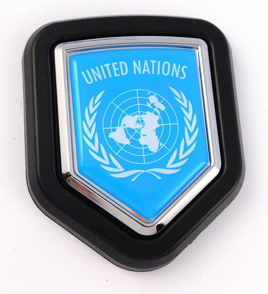 United Nations flag Car Truck Black Shield Grill Badge chrome grille e ...
