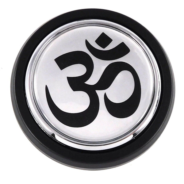 Aum Om Car Truck Black Round Grill Badge 3.5" grille chrome emblem ...