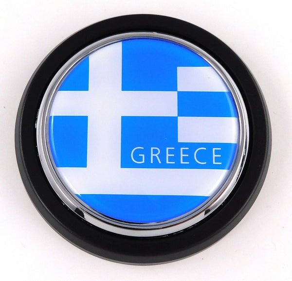 Greece Greek flag Car Truck Black Round Grill Badge 3.5" grille chrome ...