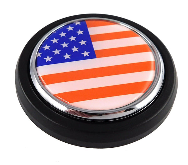 USA American flag Car Truck Grill black round Badge 3.5" grille chrome ...